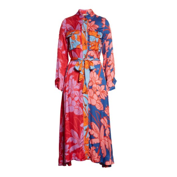 FARM Rio | Dresses | Nwt Farm Rio Floral Print Tie Waist Long Sleeve ...